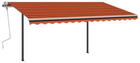Automatická zatahovací markýza se sloupky 4x3 m oranžovo-hnědá,  3070150