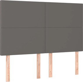Box spring postel s matrací a LED šedá 140x190 cm umělá kůže 3135823