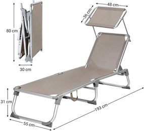 Zahradní lehátko se stříškou Mear taupe