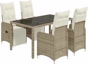 5dílný zahradní bistro set s poduškami hnědý polyratan 3277211