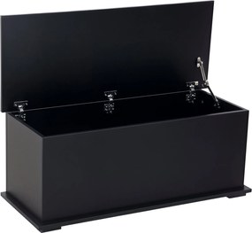 HOMCOM Dřevěný úložný box s víkem, nosnost max. 120 kg pro ložnici a obývací pokoj 100x40x40 cm Černý | Aosom