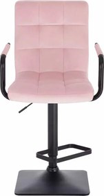 LuxuryForm DESIGN Barová židle VERONA BLACK VELUR na černé hranaté podstavě - růžová