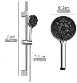 Sprchový set z nerezové oceli ve stříbrné barvě s ruční sprchou/s posuvným držákem 70 cm Softwater – Wenko