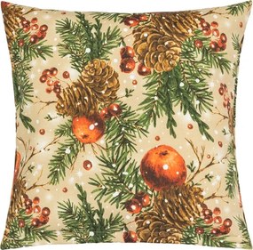 Bellatex Povláček Vánoce Šišky a jablka vánoční rozměr 40x40 cm