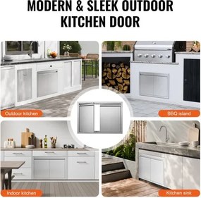 BBQ přístupová dvířka, 762 × 532 mm dvojitá venkovní kuchyňská dvířka
