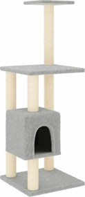 Škrabadlo pro kočky se sisalovými sloupky světle šedé 104 cm 171470