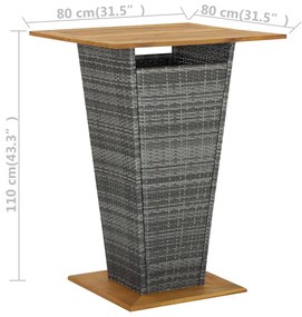 vidaXL Marketos 9dílný zahradní barový set s poduškami polyratan šedý