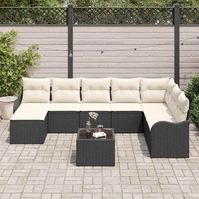 Sada zahradních pohovek 9 ks Černá a bílá polyratan 3354496