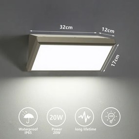 Brilagi - LED Venkovní nástěnné svítidlo TRIANGLE LED/20W/230V šedá IP65