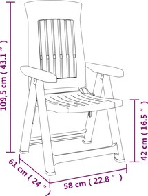 vidaXL Zahradní polohovací židle 2 ks PP [364710] Barva: Zelená