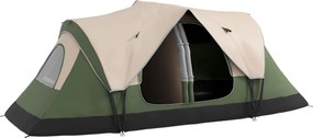 Outsunny Rodinný Stan pro Kempování pro 6-8 Osob Skládací Kempingový Stan s 2 Místnostmi a Vodotěsnou Taškou pro Turistiku 450x215x180 cm Olivově Zele