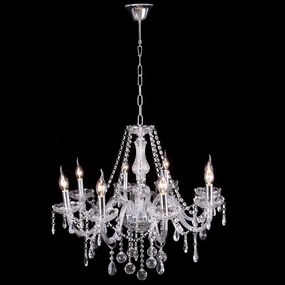 Toolight - Křišťálový závěsný lustr 8xE14 60W, stříbrná, OSW-04600