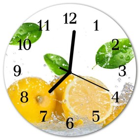 Skleněné hodiny kulaté citrón