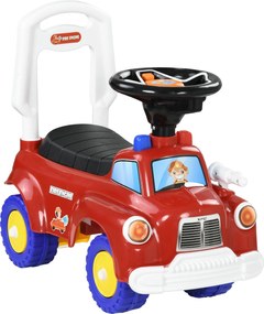 AIYAPLAY Push Car Walker Dětský požární vůz s tlačnou hračkou 18-36 měsíců Úložný prostor Světla Hudba Červená | Aosom