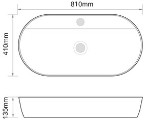 Erga Kahlani, umyvadlo na desku 810x410x135 mm, bílá lesklá, ERG-V03-9486D-WH