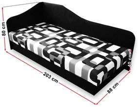 Jednolůžková postel (válenda) 80 cm Lady 87 (Fialová 49 + Gusto 10) (L). 793109