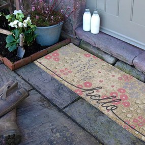 Rohožka z kokosového vlákna 40x120 cm Hello Scribbly Floral – Artsy Doormats