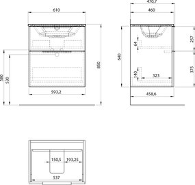Sapho CIRASA umyvadlová skříňka 59,3 x 64 x 46 cm dub Alabama CR601-2222