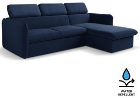 Malá sedací souprava SLIM | 235x179 cm | PRAVÁ | 79 temně modrá | rozkládací + úložný prostor
