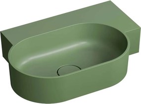 OMNIRES Ovo M+ - Umyvadlo 56x39 cm, bez přepadu, bez otvoru pro baterii, pravé, matná olivová OVO555UWPOL