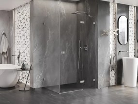 Mexen Lunar, pravostranný výklopný sprchový kout 75 x 80 cm, 8mm čiré sklo, ocelový profil, 834-075-080-97-00-P