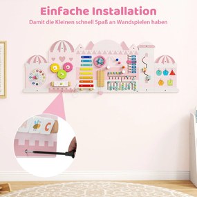 Costway Batole Activity Wall 11-in-1 Montessori dřevěná nástěnná hračka