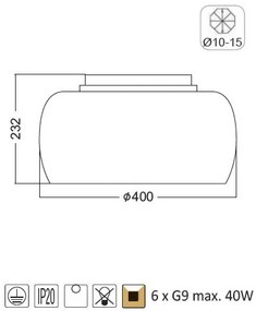 ACA DECOR Stropní svítidlo YVONNE max. 6x40W/G9/230V/IP20