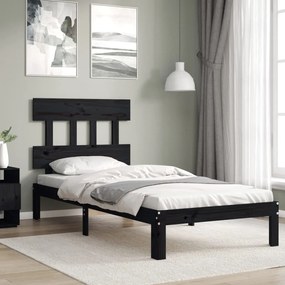 Rám postele s čelem černý 90 x 200 cm masivní dřevo,  3193585 HangarStore.cz