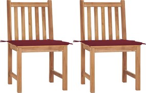 vidaXL Zahradní židle 2 ks s poduškami masivní teakové dřevo [3062924] Barva: vínová červená