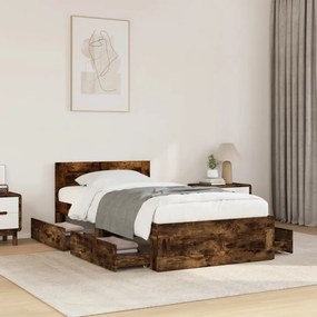 Rám postele s čelem kouřový dub 75 x 190 cm kompozitní dřevo 3295622