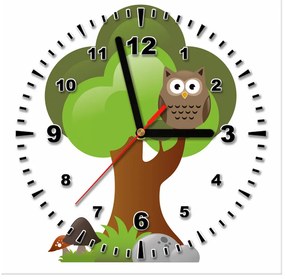 Gario Obraz s hodinami Veselá sova na stromě Rozměry: 30 x 30 cm