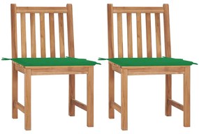 Zahradní židle 2 ks s poduškami masivní teakové dřevo,  3062921