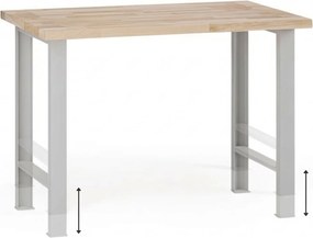 Výškově nastavitelný dílenský stůl G7, buková spárovka, 1200 x 685 x 840-1040 mm