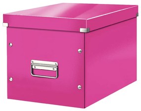 Růžový kartonový úložný box s víkem 32x36x31 cm Click&amp;Store – Leitz
