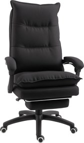 Masážní kancelářská židle Vinsetto s výsuvnou podnožkou, ergonomická kancelářská židle, výškově nastavitelná, černá| Aosom