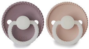 Frigg Dudlík Frigg Rope 2-pack silikon vel.1 Twilight Mauve Night/Blush Night