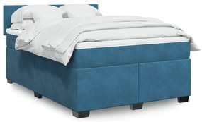 Box spring postel s matrací modrá 140 x 200 cm samet 3288628