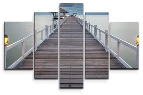 Sablio Obraz - 5-dílný Dřevěné molo - 125x90 cm