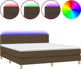 Box spring postel s matrací a LED tmavě hnědá 160x200 cm textil 3133808