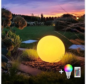 LED RGBW Stmívatelná venkovní lampa GLOBO 1xE27/9W/230V pr. 30 cm IP44