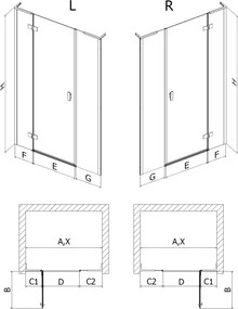 Mexen Mist-H L, 1-křídlé sprchové dveře pravé 160 cm, čiré sklo, měděný matný profil, 8A5L-160-001-65-00-P
