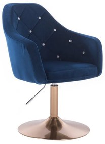 LuxuryForm DESIGN Křeslo ROMA VELUR na zlatém talíři - modré