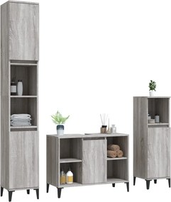 3dílný set koupelnového nábytku šedý sonoma kompozitní dřevo 3185627