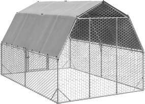 Výběh pro slepice se střechou 2,5x4x2,25 m pozinkovaná ocel 3328521