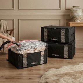 Černé vakuové plastové úložné boxy v sadě 3 ks 65x45x27 cm Black Edition – Compactor