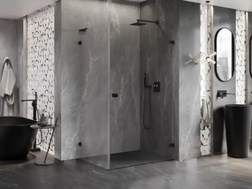 Mexen Lunar-B L pravý výklopný sprchový kout 100 x 80 cm, čiré sklo, černá matná, 832L-100-080-66-00-P