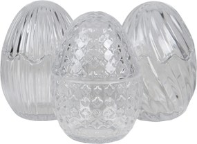 Skleněná dóza na bonbóny ve tvaru vajíčka - Ø 9*12 cm