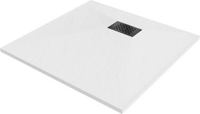 Mexen Hugo, čtvercová sprchová vanička SMC 90 x 90 cm, bílá, černá krytka, 42109090-B