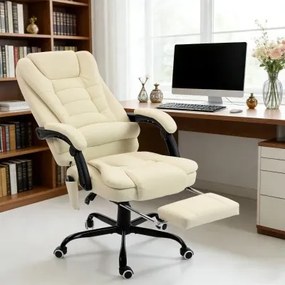 VINSETTO masážní kancelářské křeslo — ergonomické, výškově nastavitelné, polohovatelné opěradlo s kabelovým ovladačem, vysouvatelná opěrka nohou, 360…