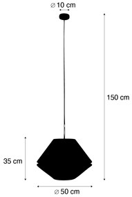 Moderní závěsné svítidlo bronzové s dvojitým sametovým stínidlem zelené - Combi 1